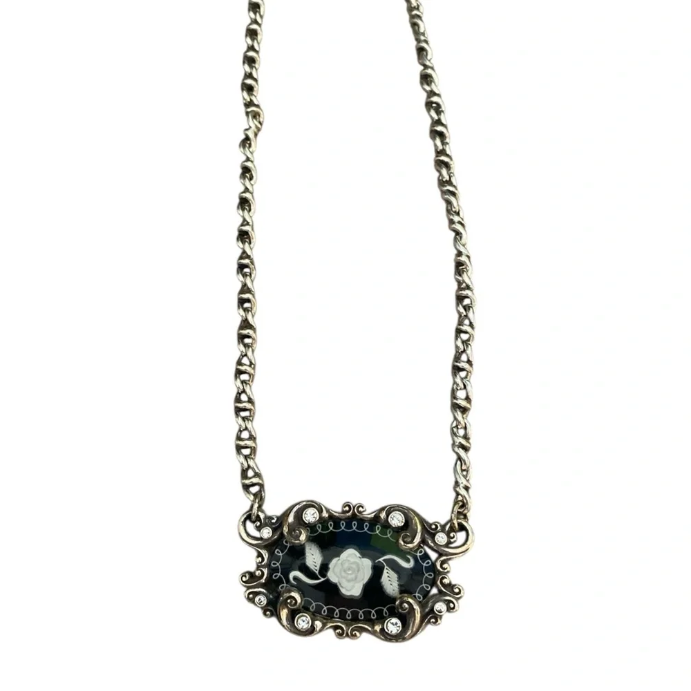 Brighton | Jewelry | Brighton Reversible Necklace Silver Tone Black ...